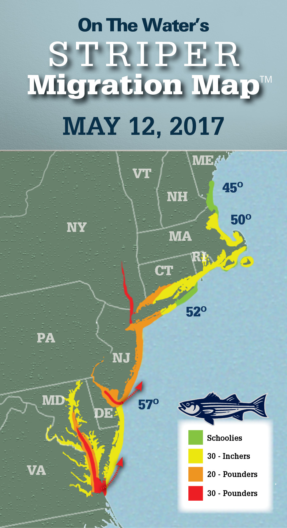 Striper Migration Map - May 12, 2017 - On The Water