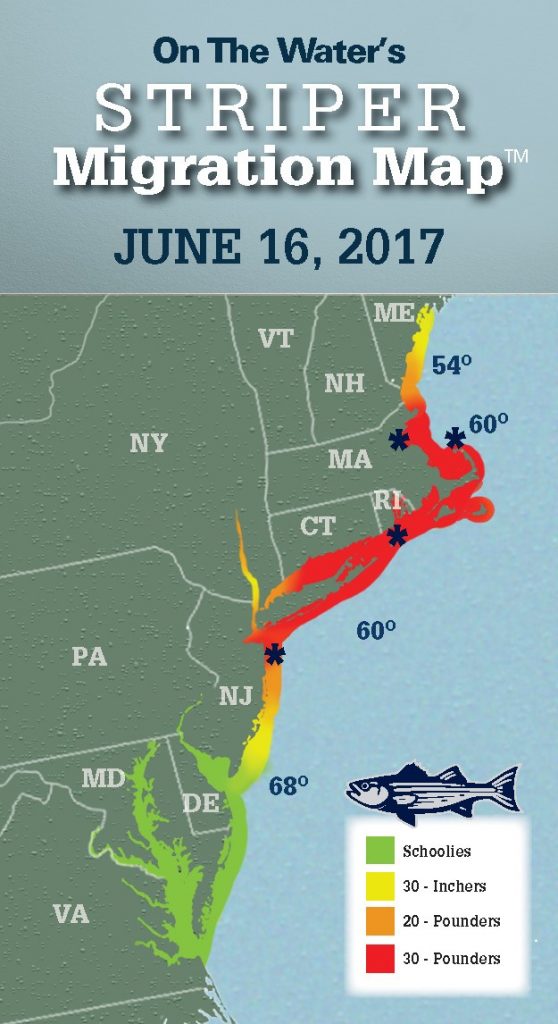 Striper Migration Map - June 16, 2017 - On The Water