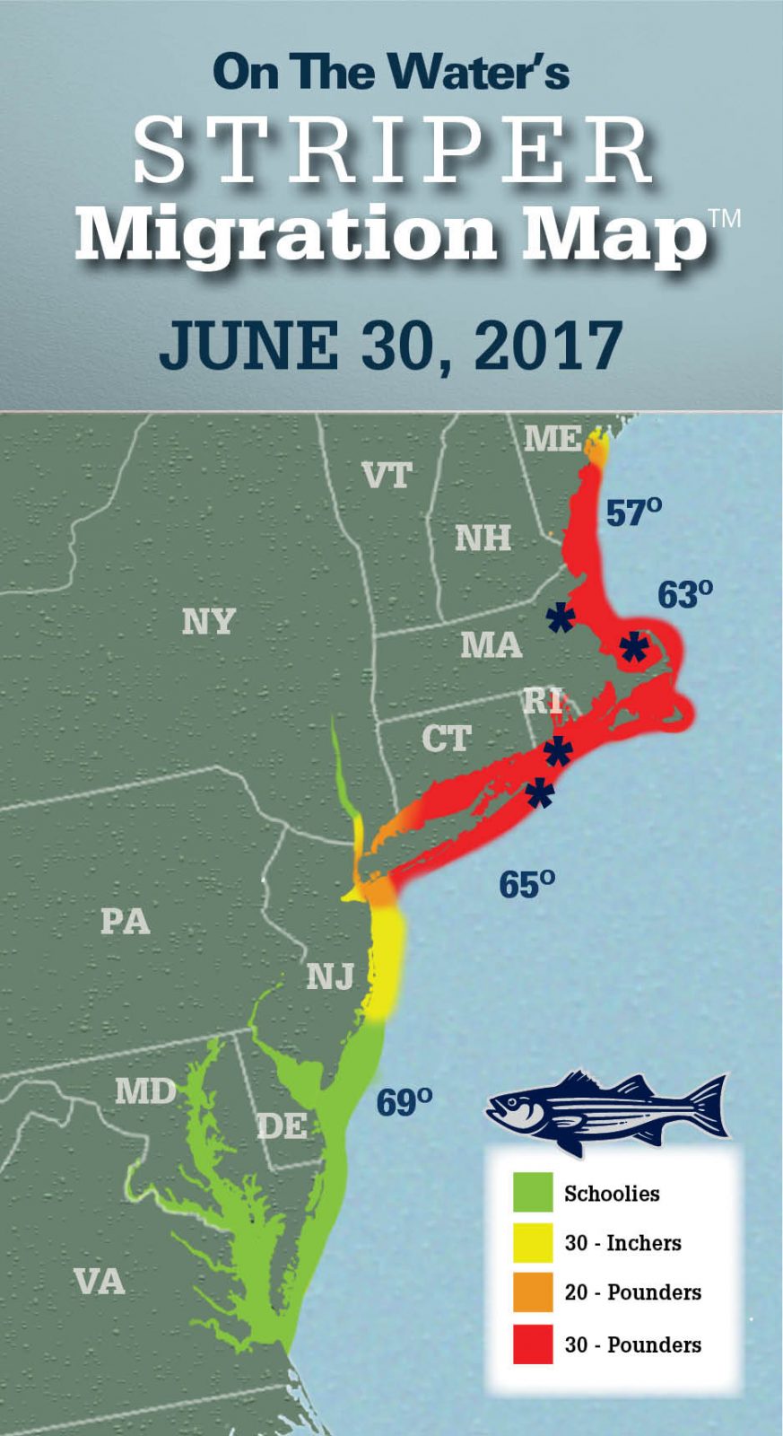 Striper Migration Map - June 30, 2017 - On The Water