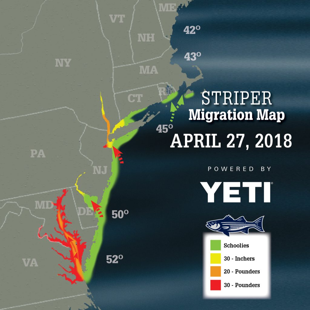 Striper Migration Map - April 27, 2018 - On The Water