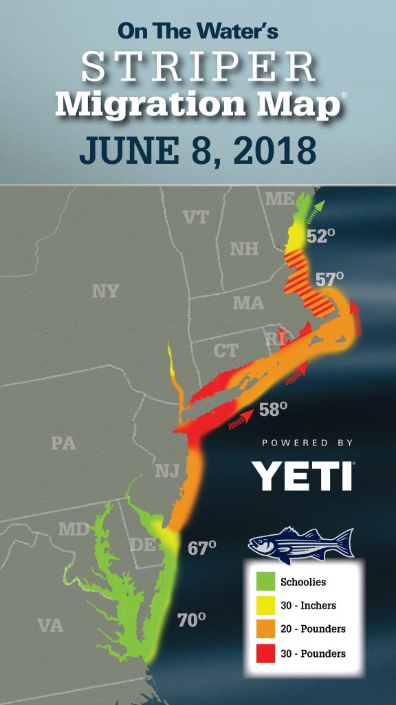 Striper Migration Map - June 8, 2018 - On The Water