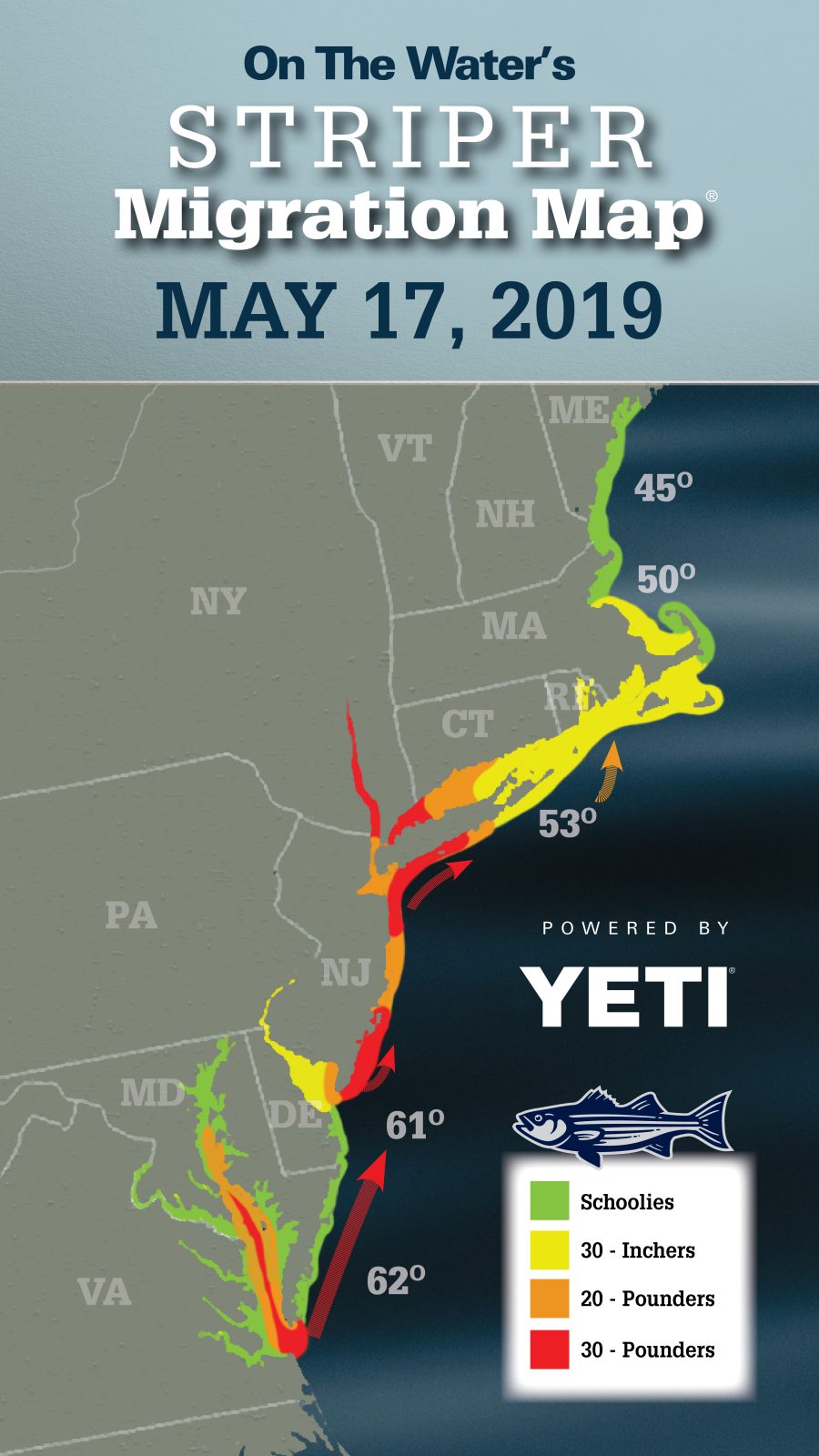 Striper Migration Map - May 17, 2019 - On The Water
