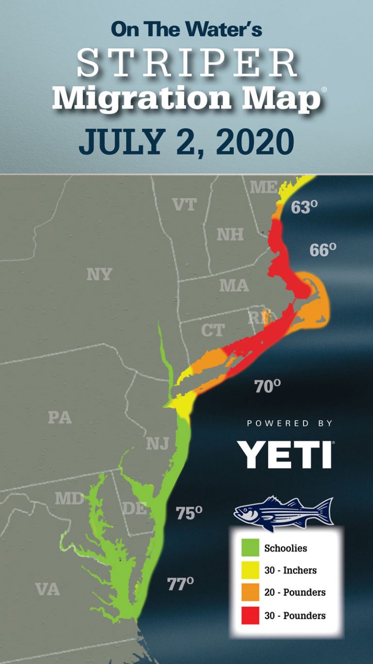 Striper Migration Map - July 2, 2020 - On The Water
