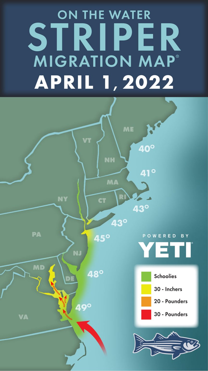 Striper Migration Map - April 1, 2022 - On The Water
