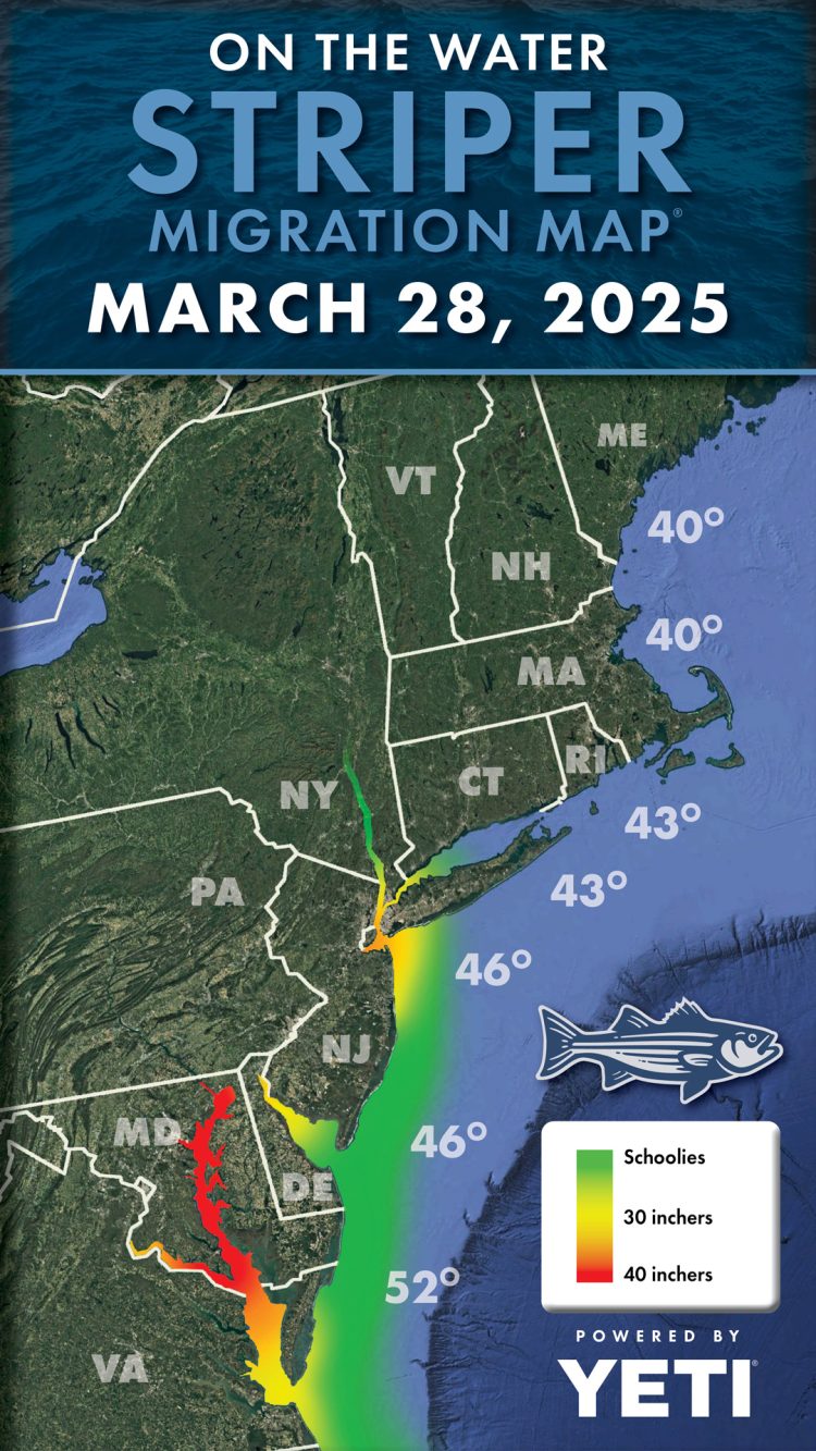Striper Migration Map - March 28, 2025 - On The Water