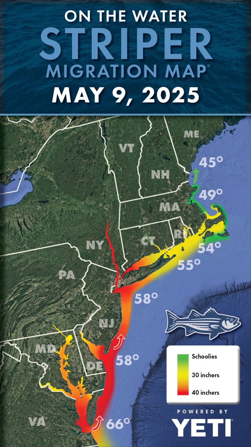 Striper Migration Map - May 9, 2025 - On The Water