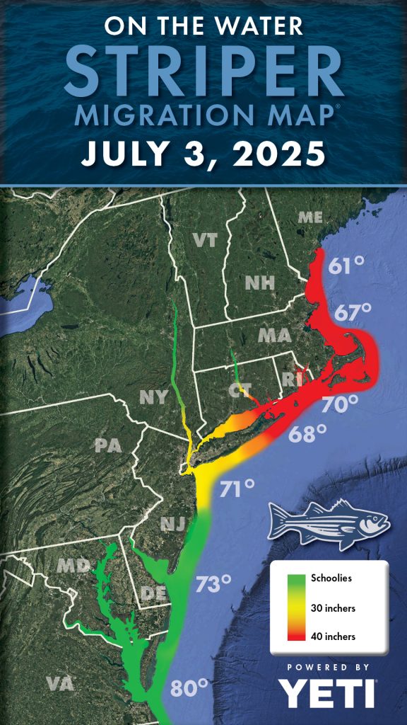 Striper Migration Map - July 3, 2025 - On The Water