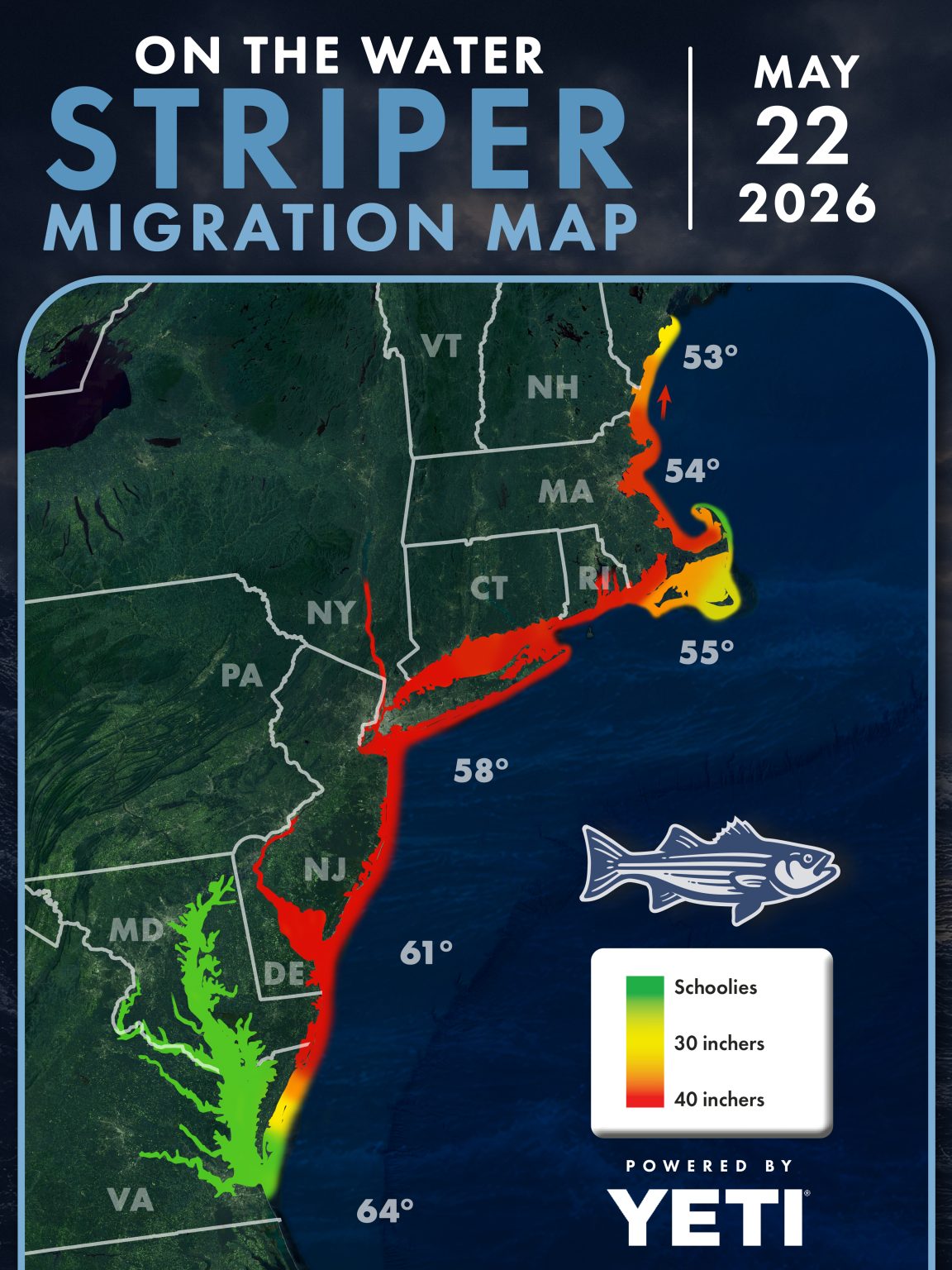 Striper Migration Map - May 22, 2026 - On The Water